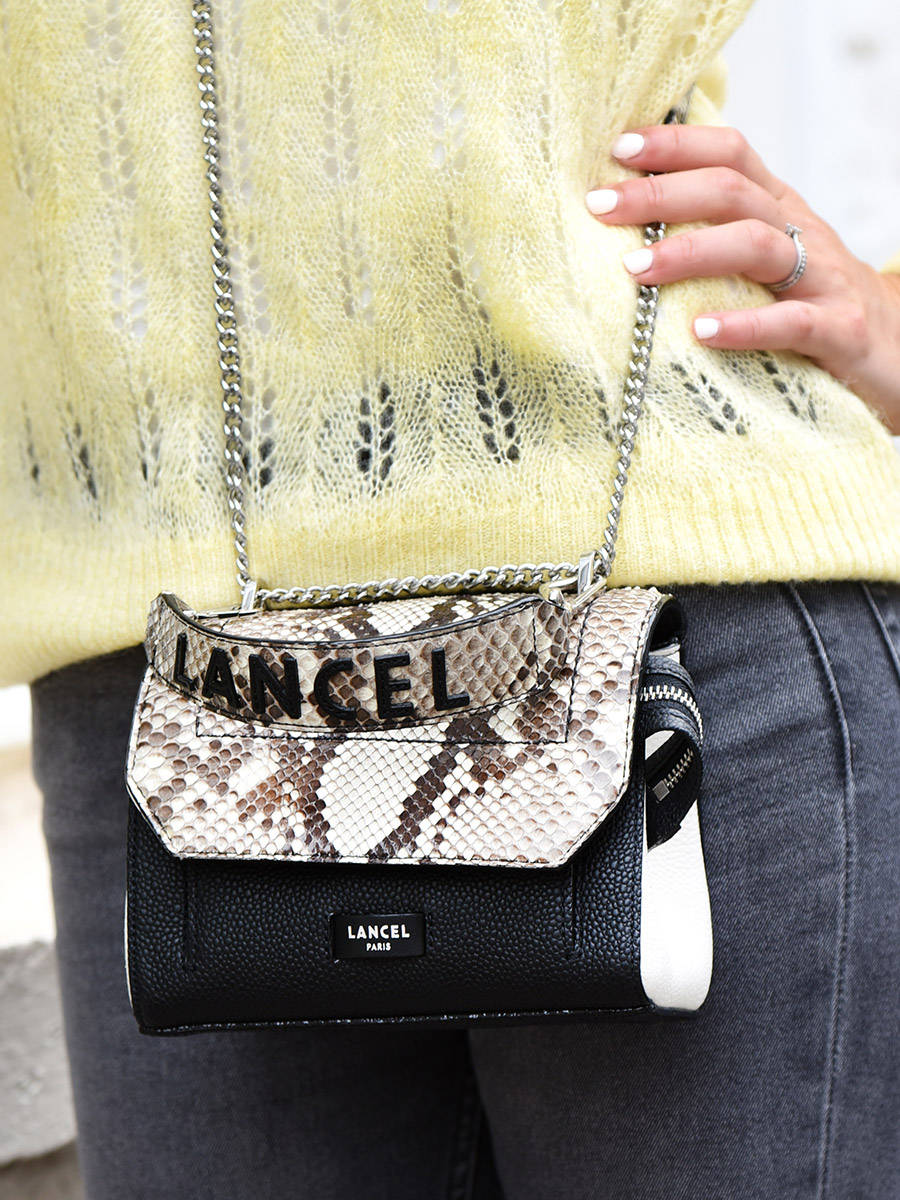 Sac porté main Lancel NINON PYTHON S noir sur edisac.com